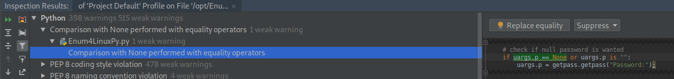 SyntaxWarning: "is" with a literal. Did you mean "=="? · Issue #33 · 0v3rride/Enum4LinuxPy · GitHub