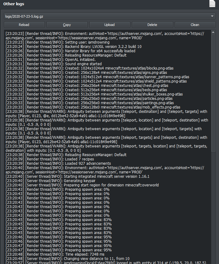 Resizing the "Other logs" log text box with crtl+scroll wheel changes ...