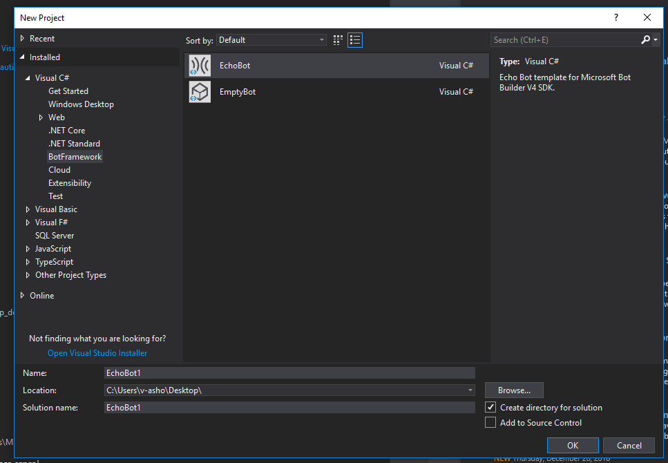 V4 VSIX - Cannot save project · Issue #1086 · microsoft/BotBuilder-Samples · GitHub