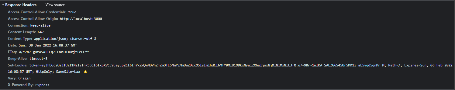 Chrome is not set my cookies on Frontend (ReactJs) which is come from ...