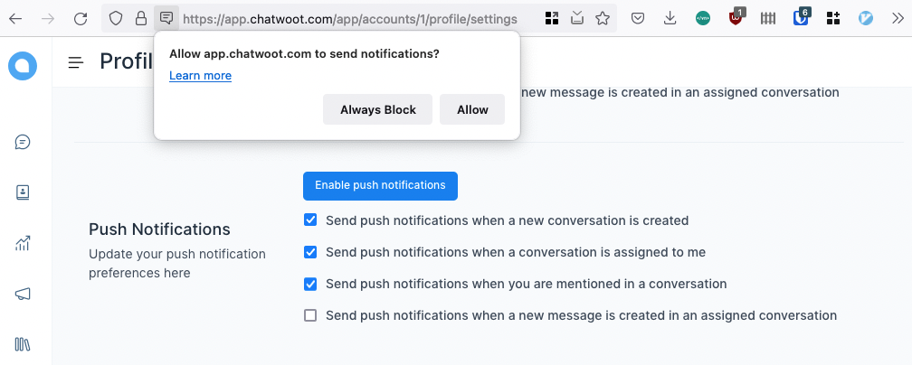 Push notifications and attachments · Issue #5689 · chatwoot/chatwoot · GitHub