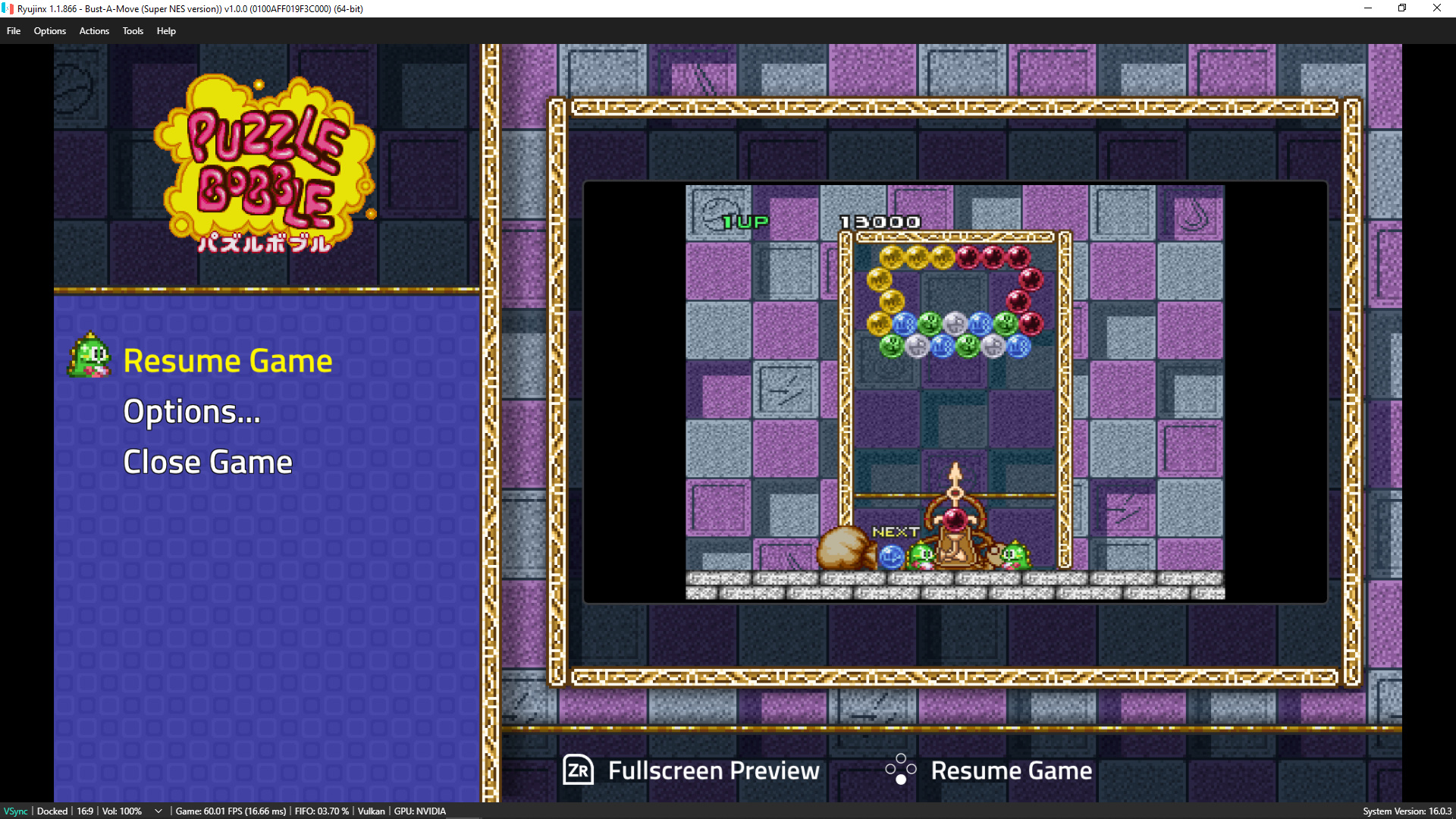 Puzzle Bobble Bust A Move 16 Bit Console Version