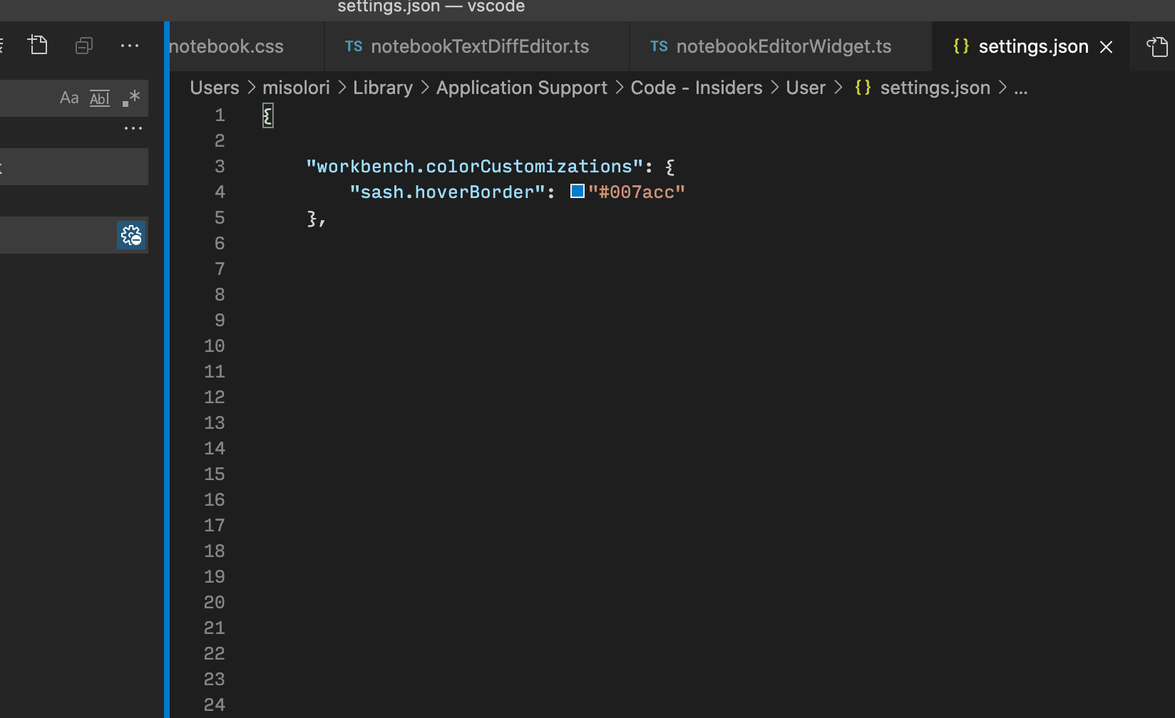 Sash Hover Border Color · Issue 112685 · Microsoftvscode · Github 