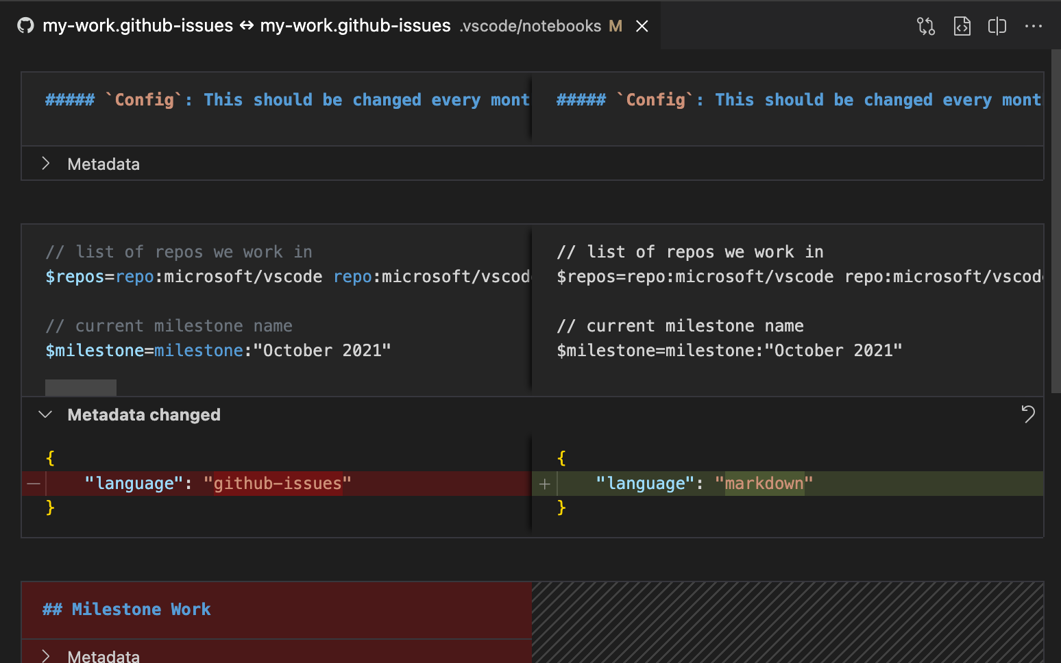 Improve default diff view w/ metadata changes · Issue #107385 · microsoft/vscode · GitHub