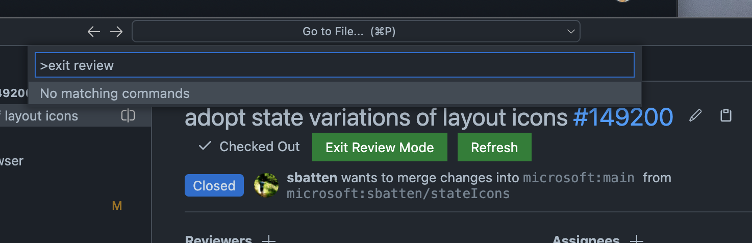 Add Exit Review Mode Command · Issue 3541 · Microsoftvscode Pull Request Github · Github