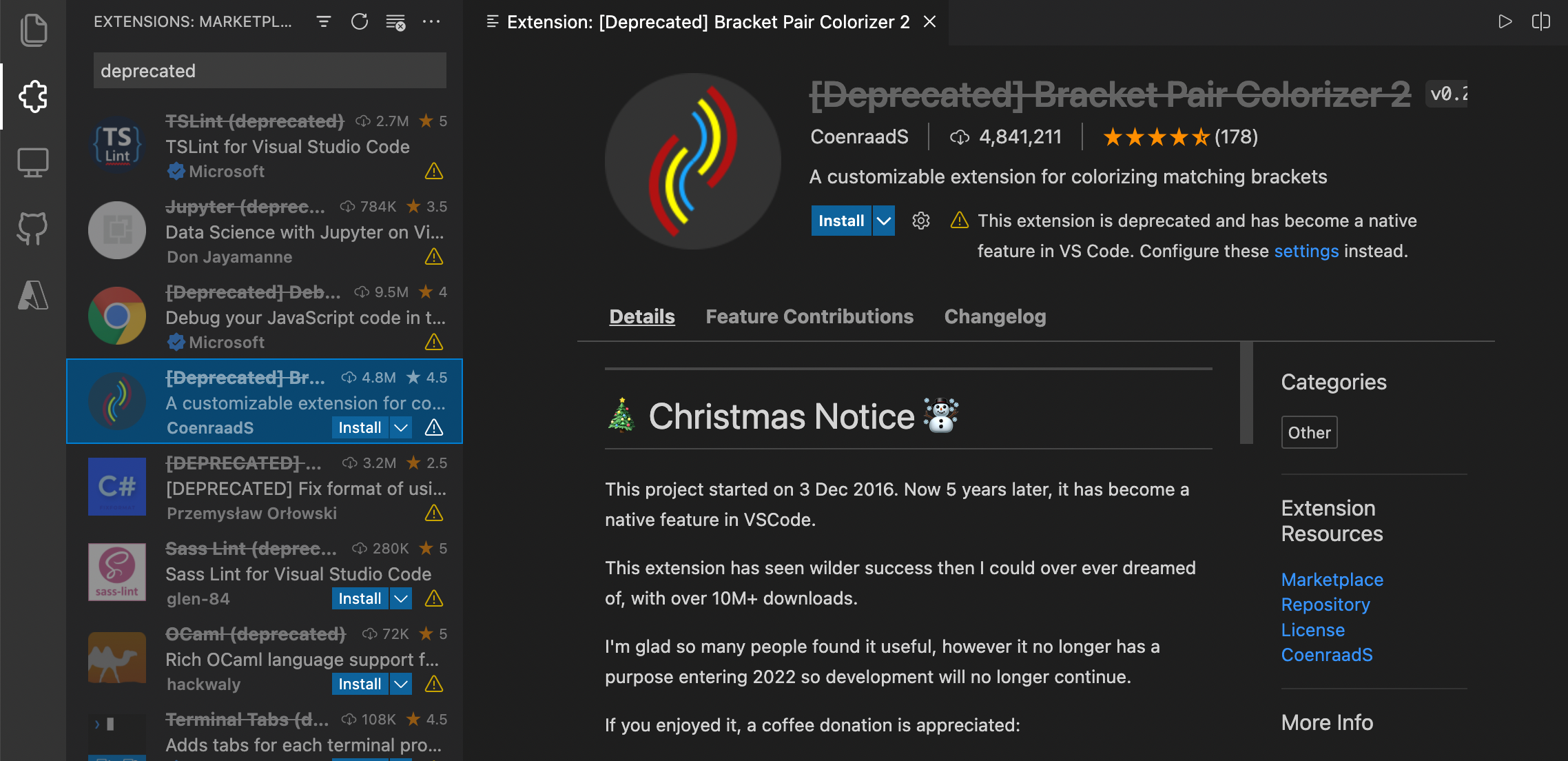 Deprecated extensions - consistent UI · Issue #150822 · microsoft/vscode · GitHub