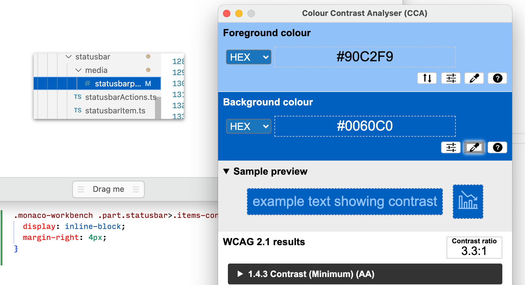 Color contrast of tree view selected item and its border is less than 3 ...