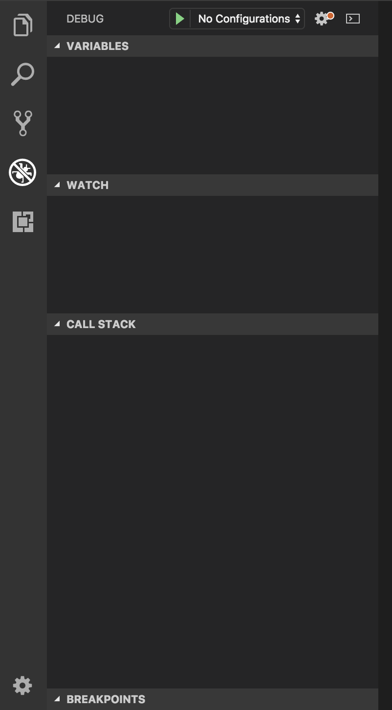 Better empty state for Debug sidebar · Issue #56391 · microsoft/vscode · GitHub