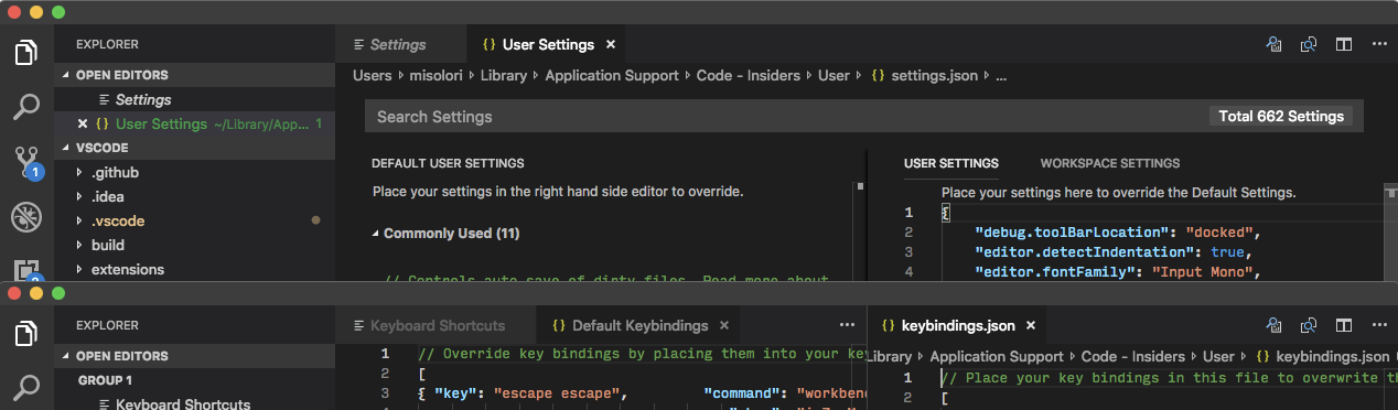 Provide An Editor Action To Open Settings And Keybindings Editor Ui From Json Files · Issue 