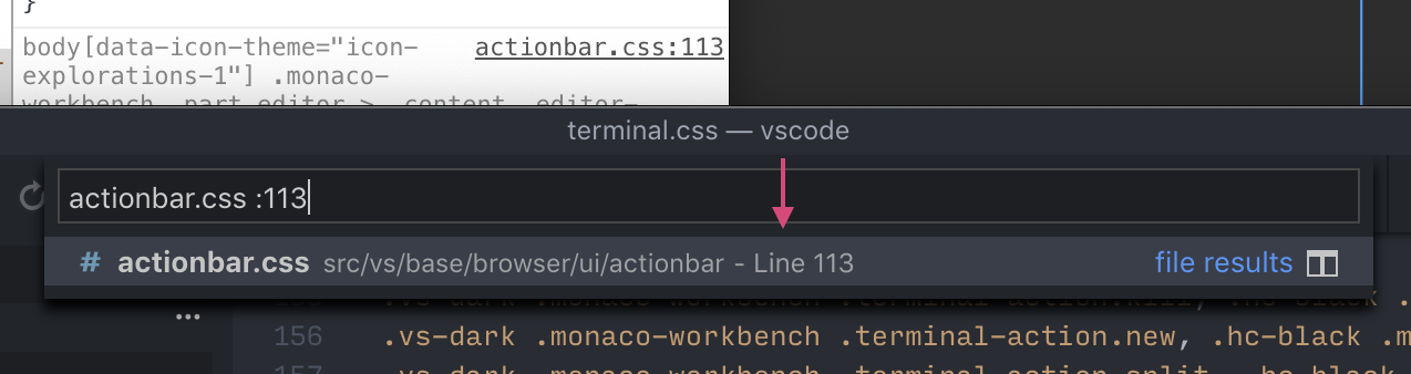 Show line/column information when including in search filter string ...