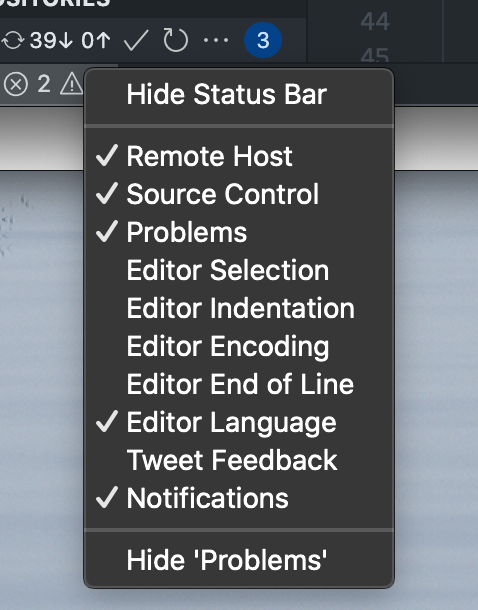 Unexpected Status Bar Context Menu · Issue 108308 · Microsoftvscode · Github