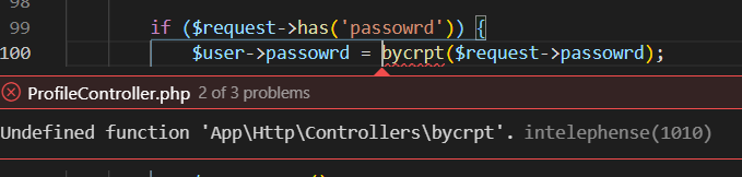 Undefined method 'save'.intelephense(1013) · Issue #2039 · bmewburn/vscode-intelephense · GitHub