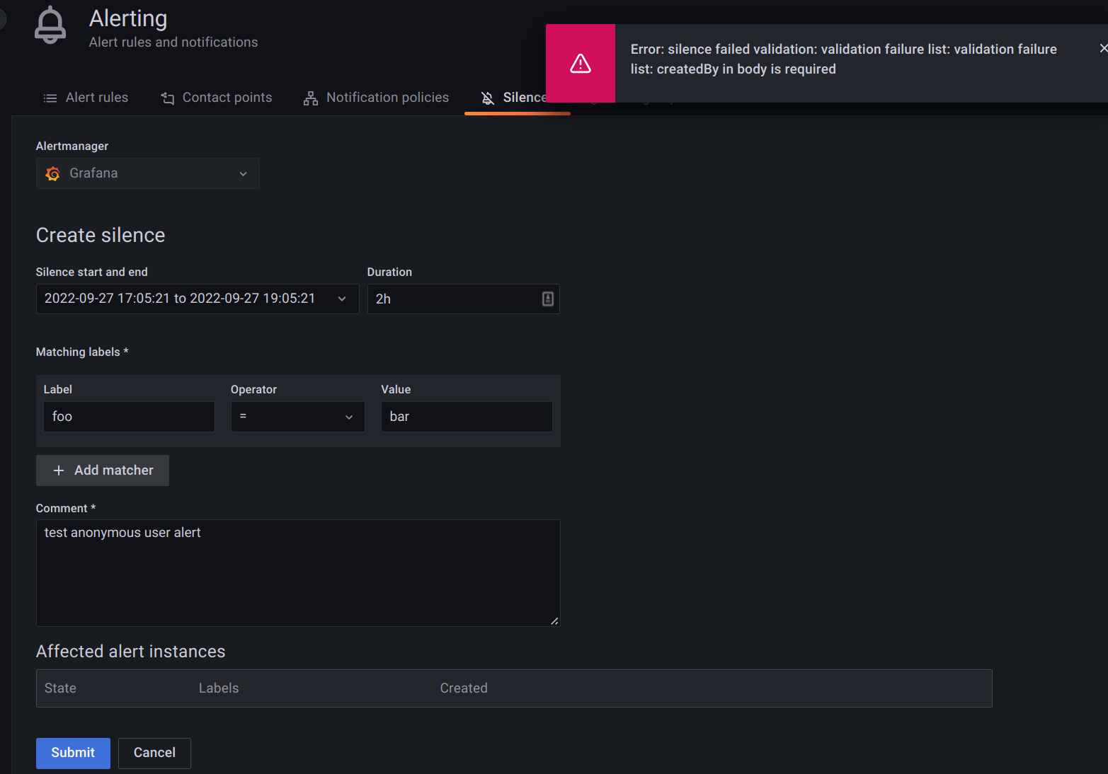 Anonymous User Can Not Silence An Alert Previously Could Pause It · Issue 55783 · Grafana