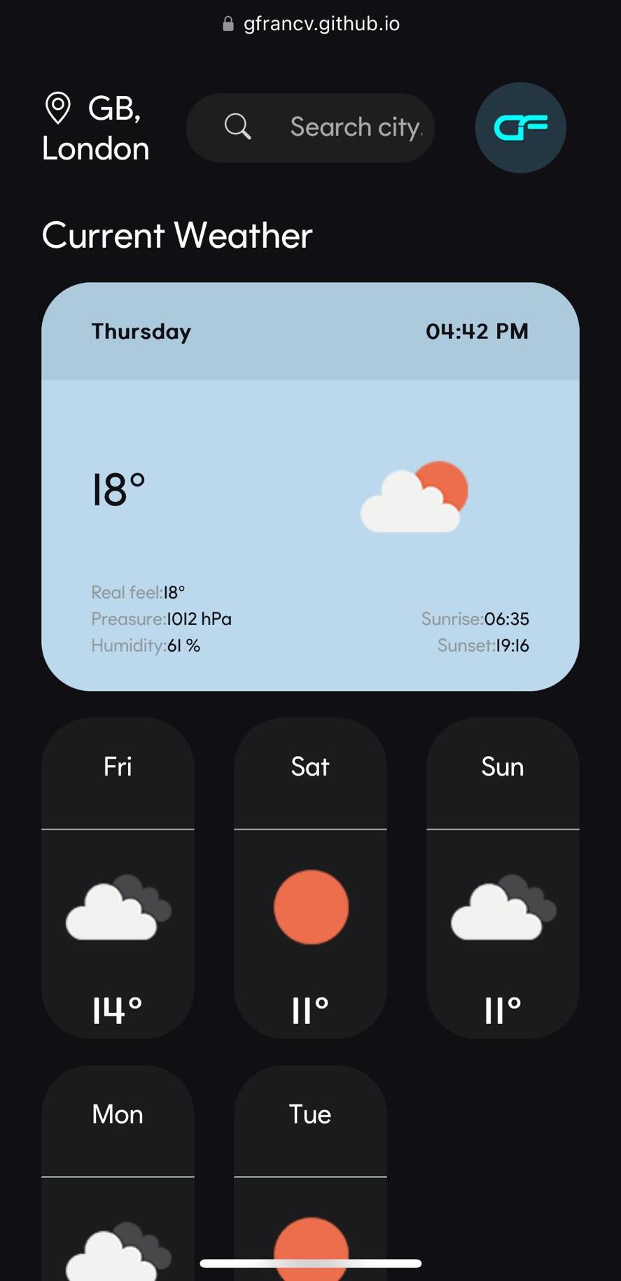GitHub - GFrancV/weather-app: This is a simple frontend web application ... GitHub - GFrancV/weather-app: This is a simple frontend web application ...
