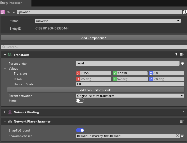 Multiplayer Gem/Multiplayer Sample: Entity with Network Hierarchy Root with two or more children ...