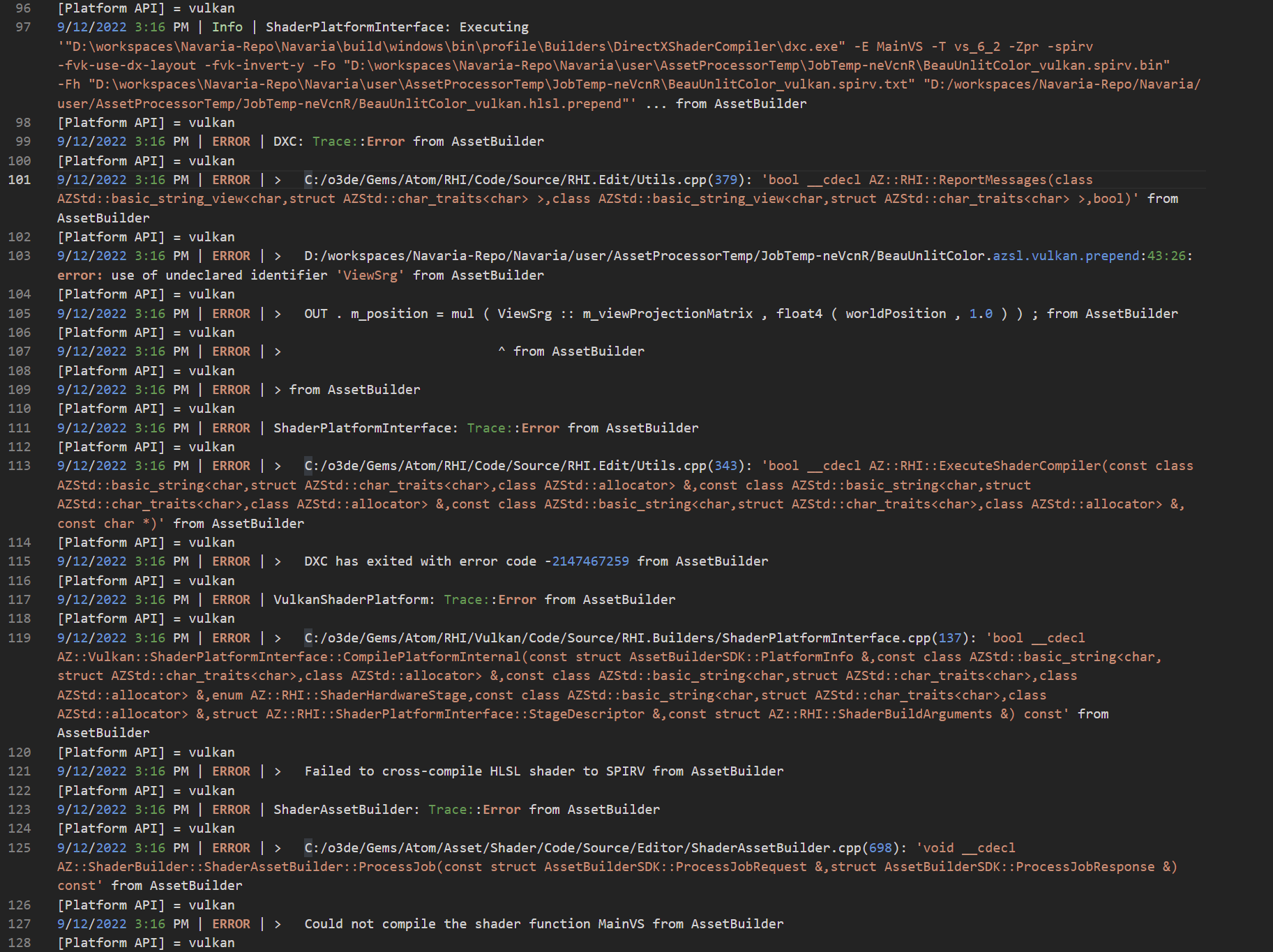 Shader file not found error in Asset Processor · Issue #11893 · o3de/o3de · GitHub