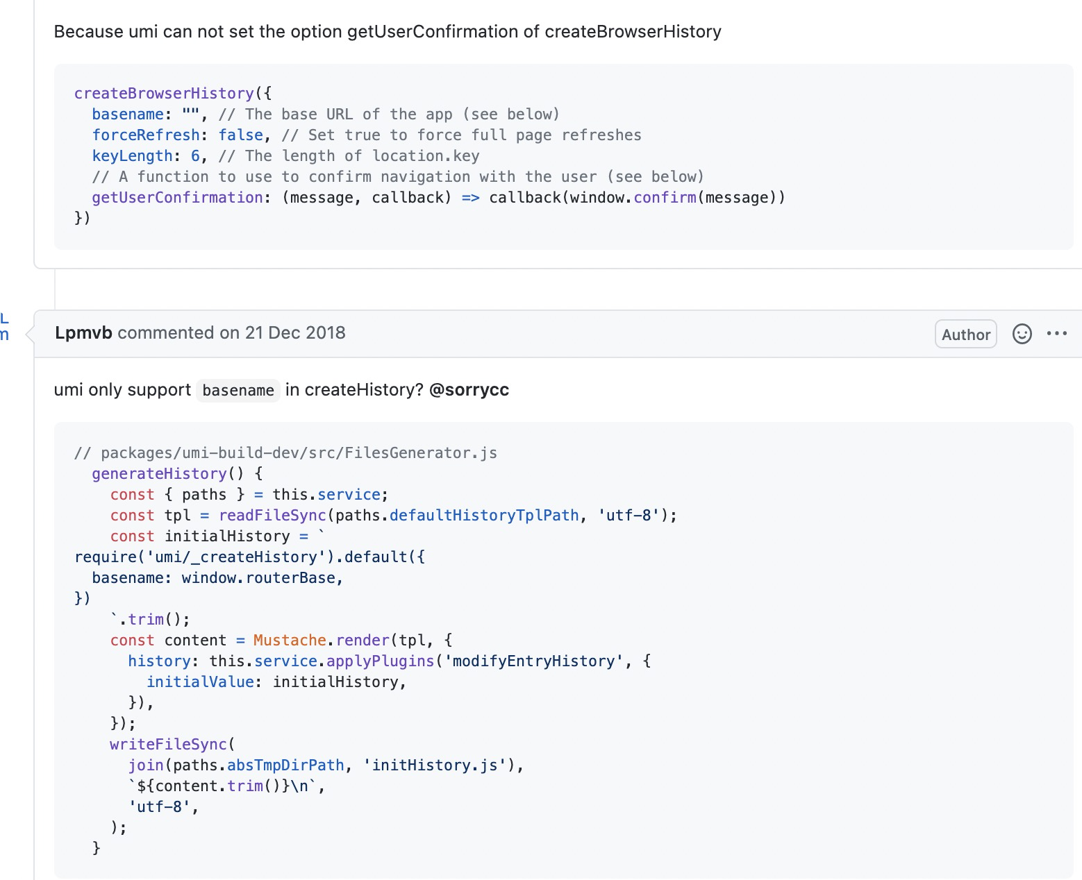 [Bug] history配置中的getUserConfirmation 参数问题，目前不可配置 · Issue #5625 · umijs/umi · GitHub