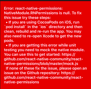 NativeModule.RNPermissions is null · Issue #472 · zoontek/react-native-permissions · GitHub
