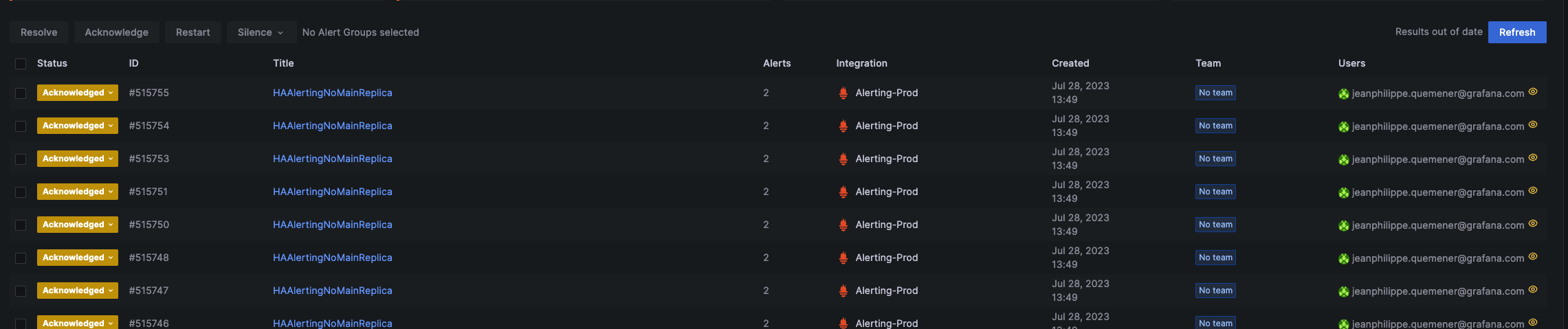 Refresh automatically alert group list after action · Issue #2676 · grafana/oncall · GitHub