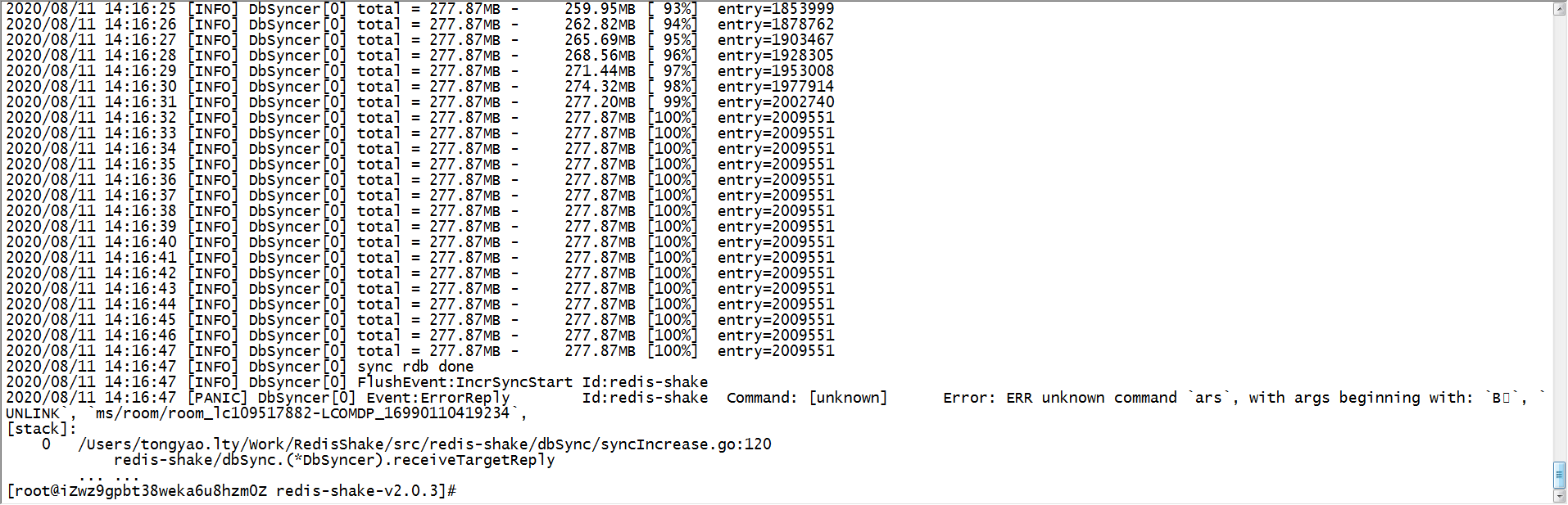 sync 同步报错 · Issue #297 · tair-opensource/RedisShake · GitHub