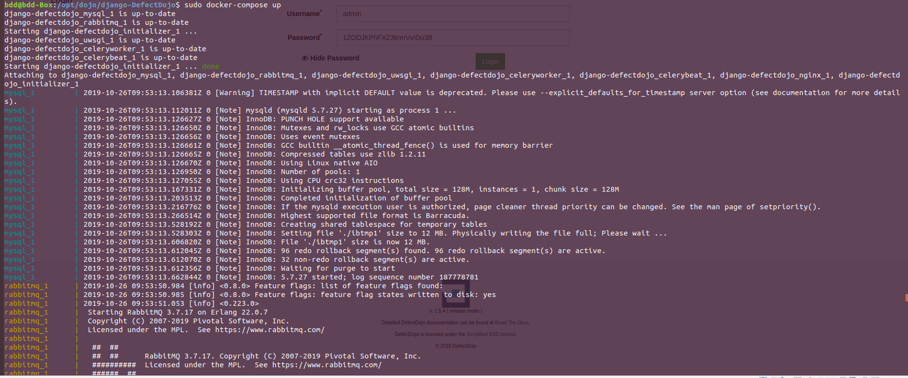 Admin credentials printed on the console after running 'docker compose up' do not work. · Issue ...