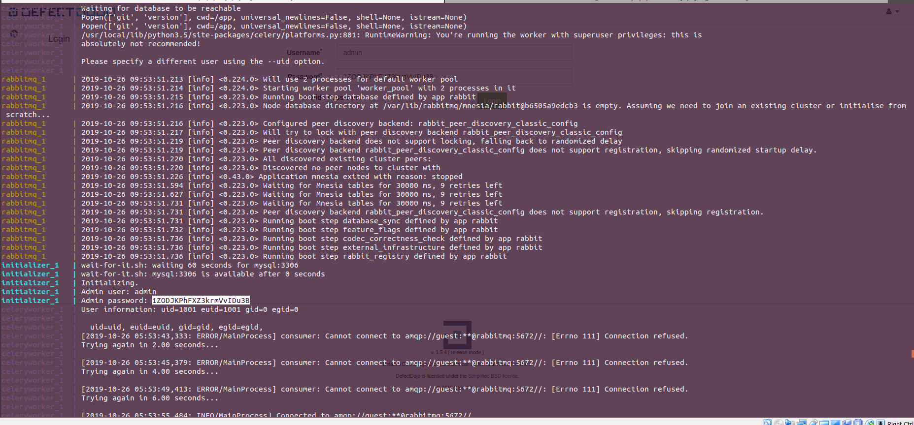 Admin credentials printed on the console after running 'docker compose up' do not work. · Issue ...