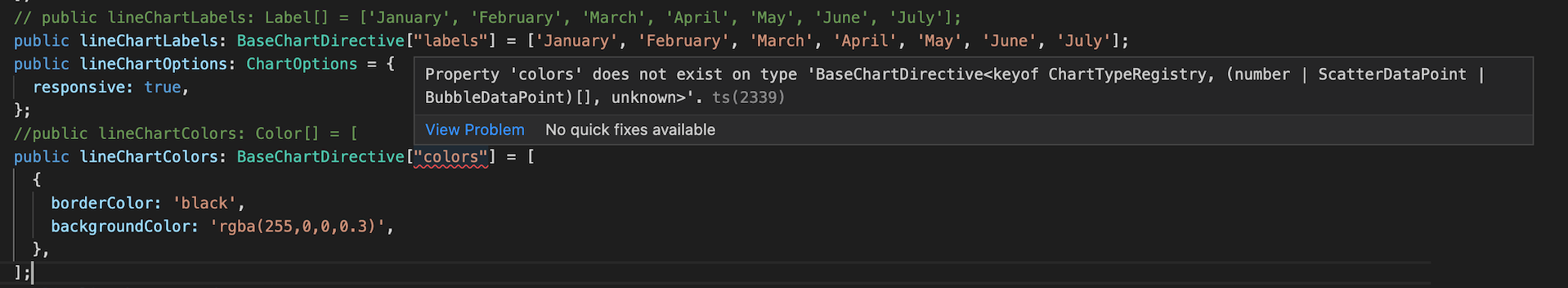Unable to import Color and Label from ng2-charts v.3.0.8 Angular v12 ...