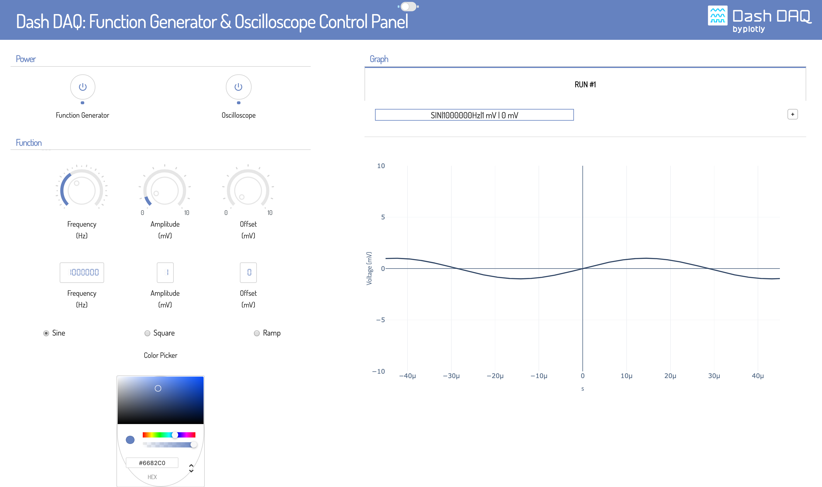 Dash Daq Function Generatoroscilloscope · Issue 227 · Plotlydash Sample Apps · Github