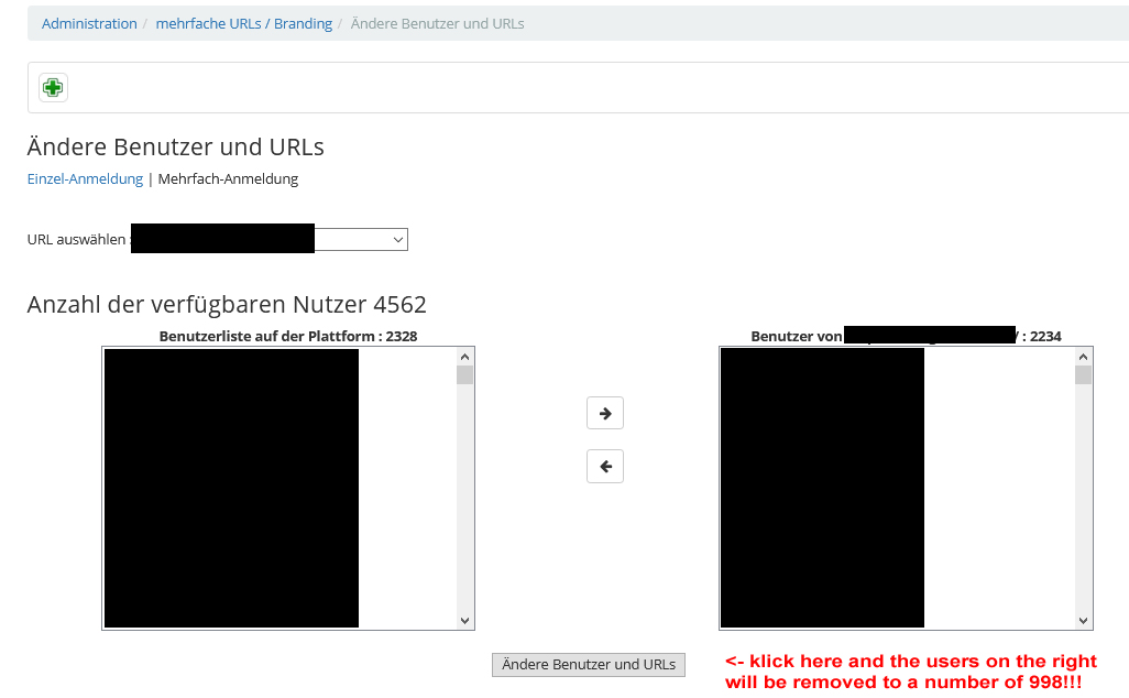Multi URL move or assign users to an other multi URL unassigns users higher than 998 · Issue ...