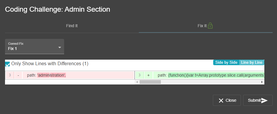 [🐛] Code diff component on "Fix It" screen forgets settings · Issue #1949 · juice-shop/juice ...