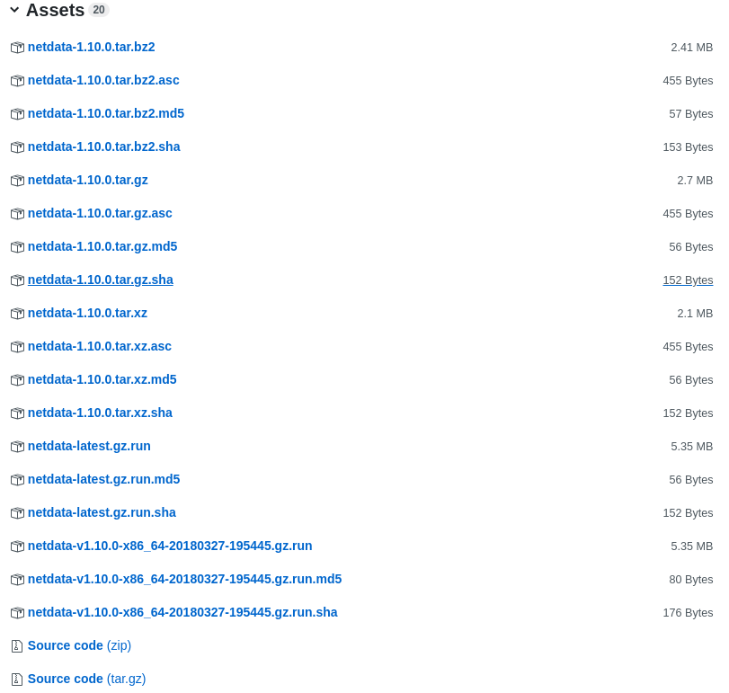 Reduce number of assets in github release · Issue #3913 · netdata/netdata · GitHub