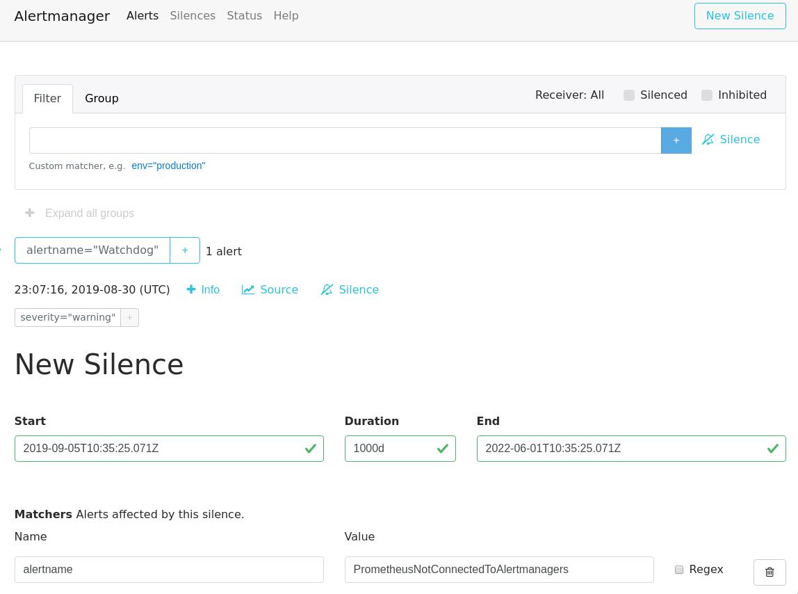 [bug] "New silence" doesn't close · Issue #2022 · prometheus/alertmanager · GitHub