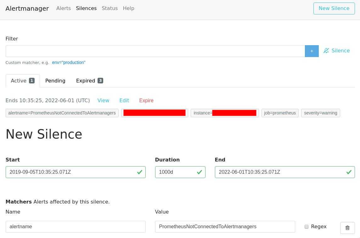 [bug] "New silence" doesn't close · Issue #2022 · prometheus/alertmanager · GitHub