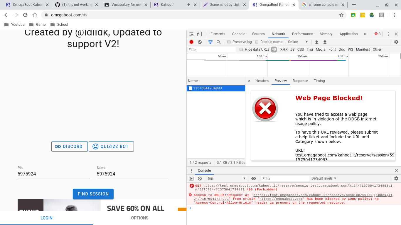 it is not working at school · Issue #45 · idiidk/kahoot-tools · GitHub
