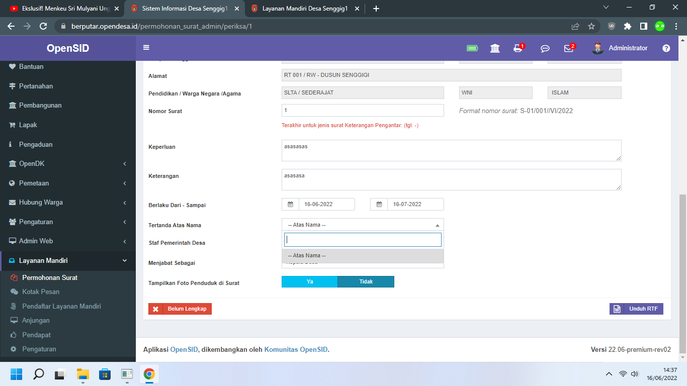 Bug/error: An Ub pada menu permohonan surat tidak muncul · Issue #5279 · OpenSID/OpenSID · GitHub