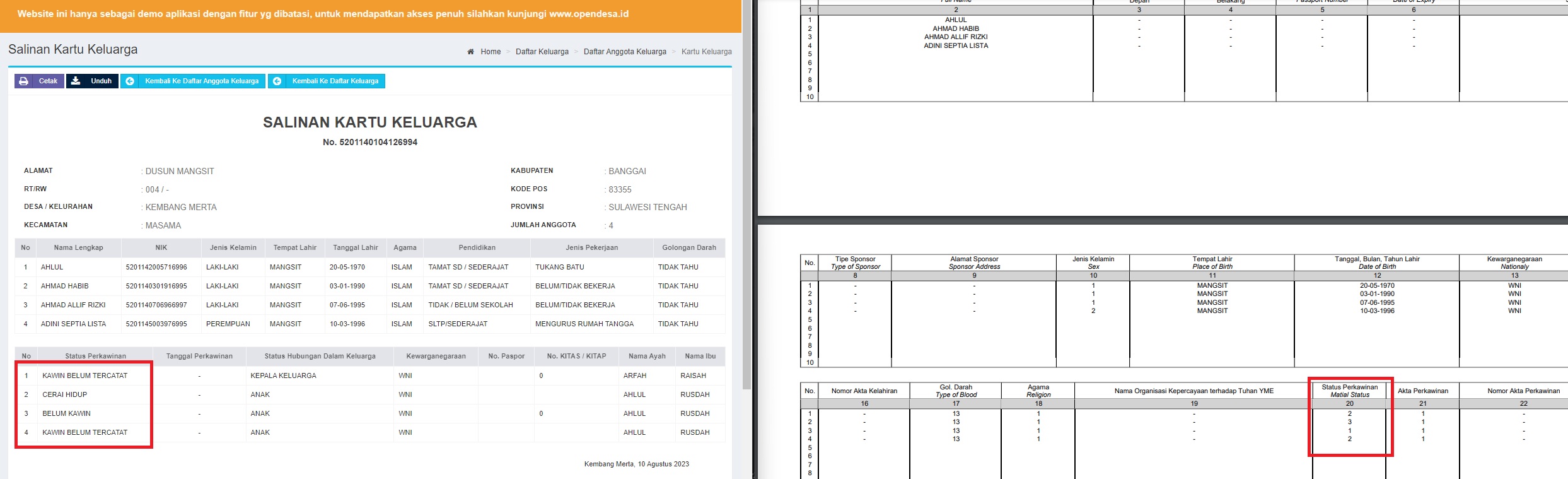 Bugerror Status Perkawinan Penduduk Kurang Update · Issue 7026 · Opensidopensid · Github