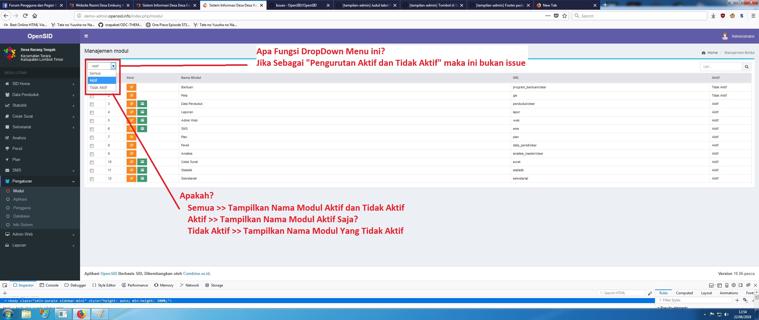 Bug: Filter Aktif/Tidak Aktif tidak berfungsi di Pengaturan > Manajemen Modul · Issue #1114 ...