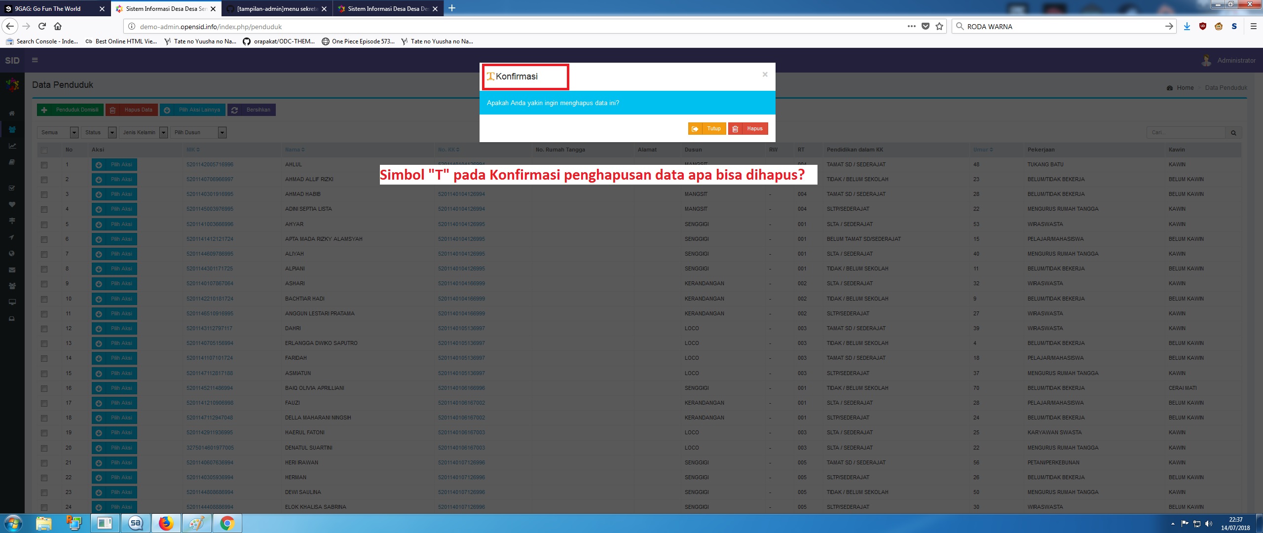 [tampilan-admin]hapus Logo "T" pesan konfirmasi penghapusan · Issue #1305 · OpenSID/OpenSID · GitHub