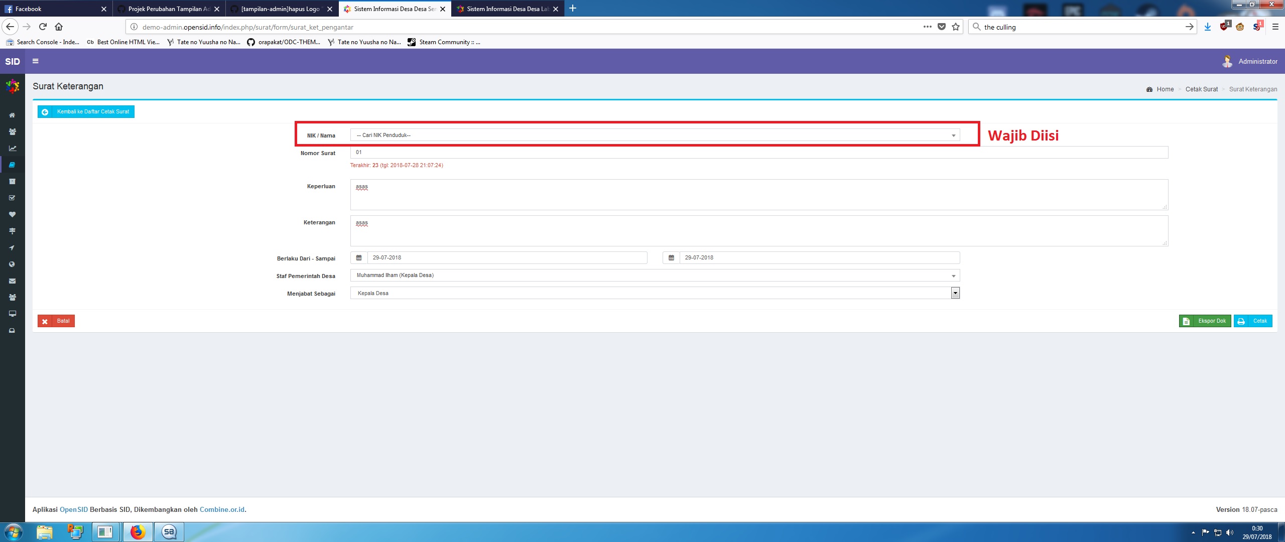 [tampilan-admin]Pemohon Surat Wajib Diisi · Issue #1455 · OpenSID ...