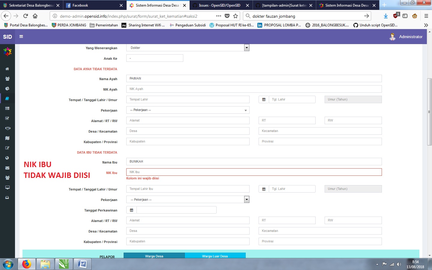 [tampilan-admin]Surat keterangan Kematian · Issue #1535 · OpenSID/OpenSID · GitHub