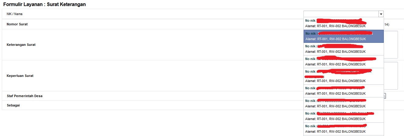 Tambahkan alamat RT RW pada pencarian penduduk di surat menyurat seperti pada Opensid lama ...