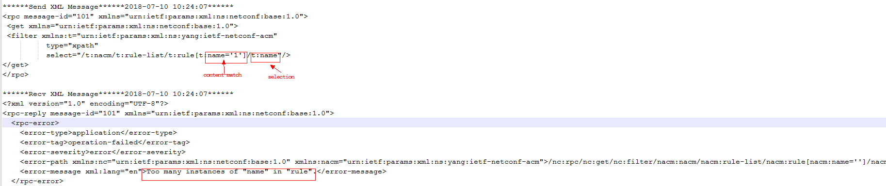 Libyang Returns Error As Too Many Instances While Giving Same Element As Selection And