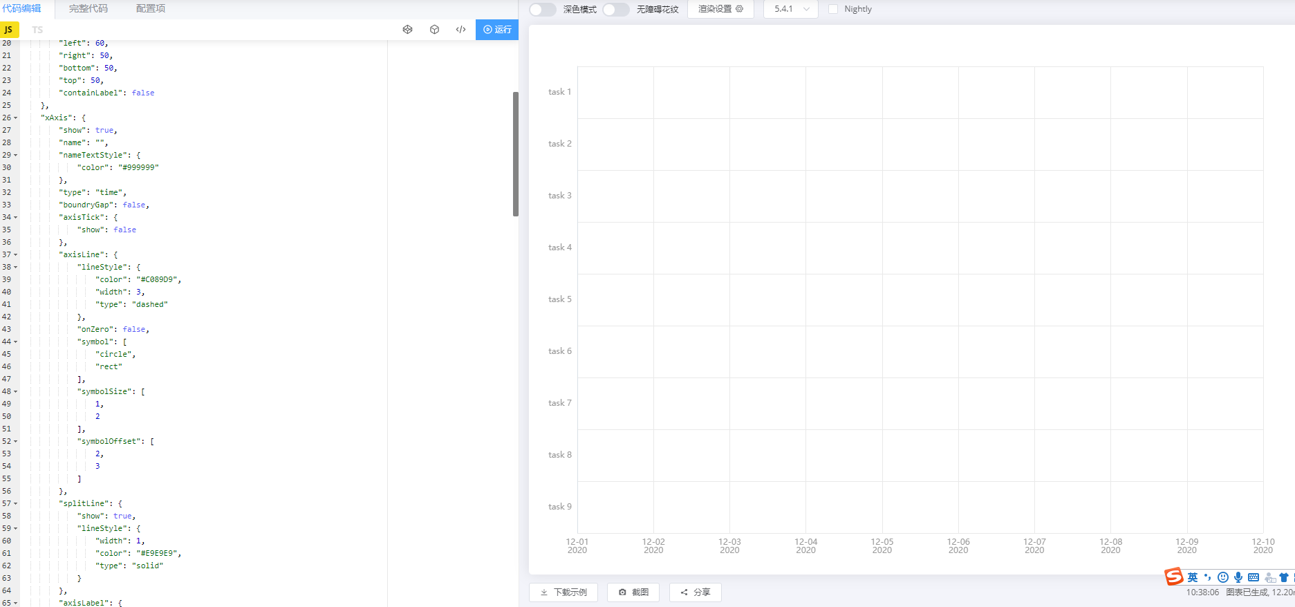 [Bug] the axisLine does not work in v5 when one axis is category type and the other axis is time ...
