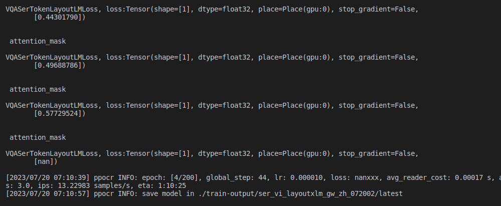 SER模型训练loss=nanxxx · Issue #10420 · PaddlePaddle/PaddleOCR · GitHub