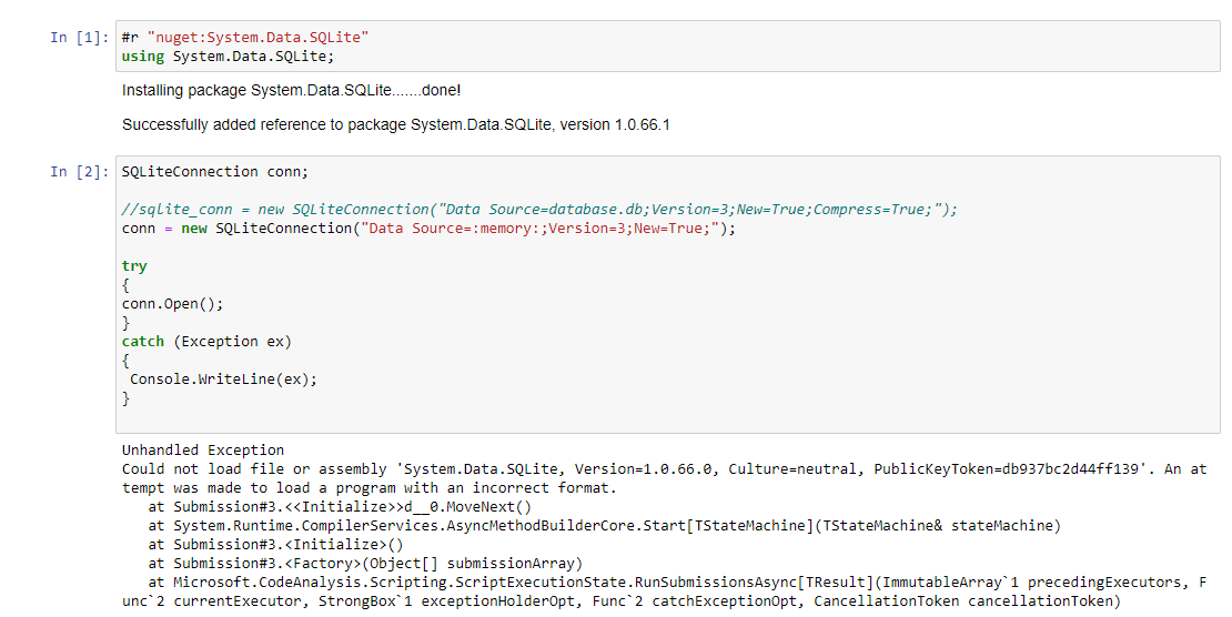 System.Data.SQLite doesn't work in notebook · Issue #41 · dotnet/interactive · GitHub