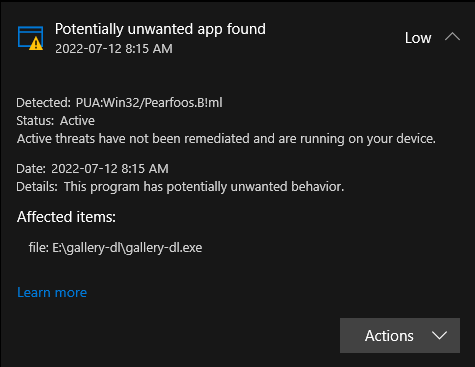 Antivirus Flagging gallery-dl.exe as a virus. · Issue #2751 · mikf/gallery-dl · GitHub