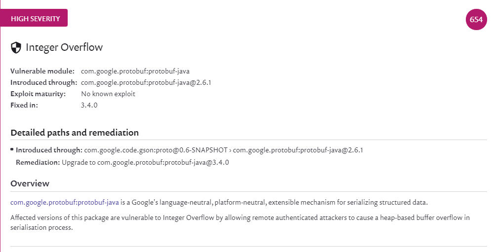 Update protobuf library to the newest version to avoid Integer Overflow vulnerability · Issue ...