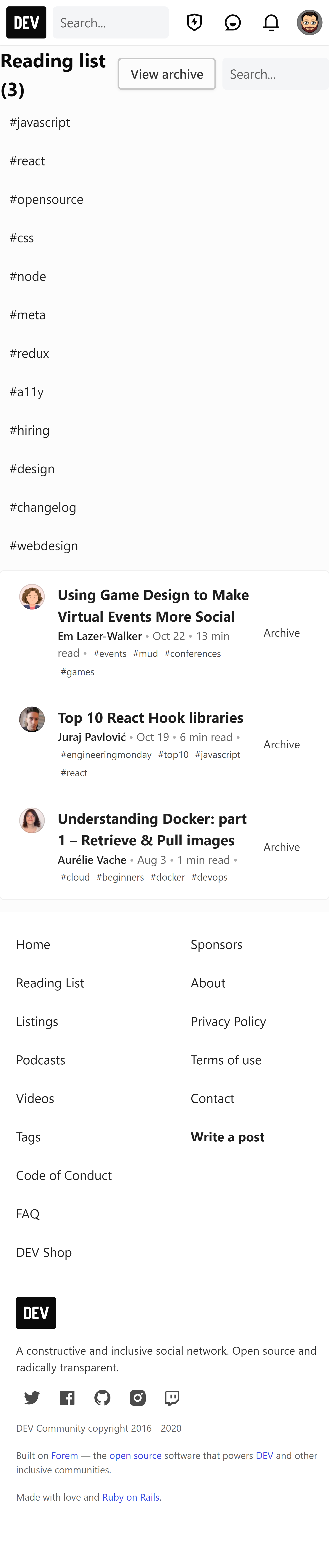 UX: Reading list on mobile puts tags before items · Issue #11033 · forem/forem · GitHub