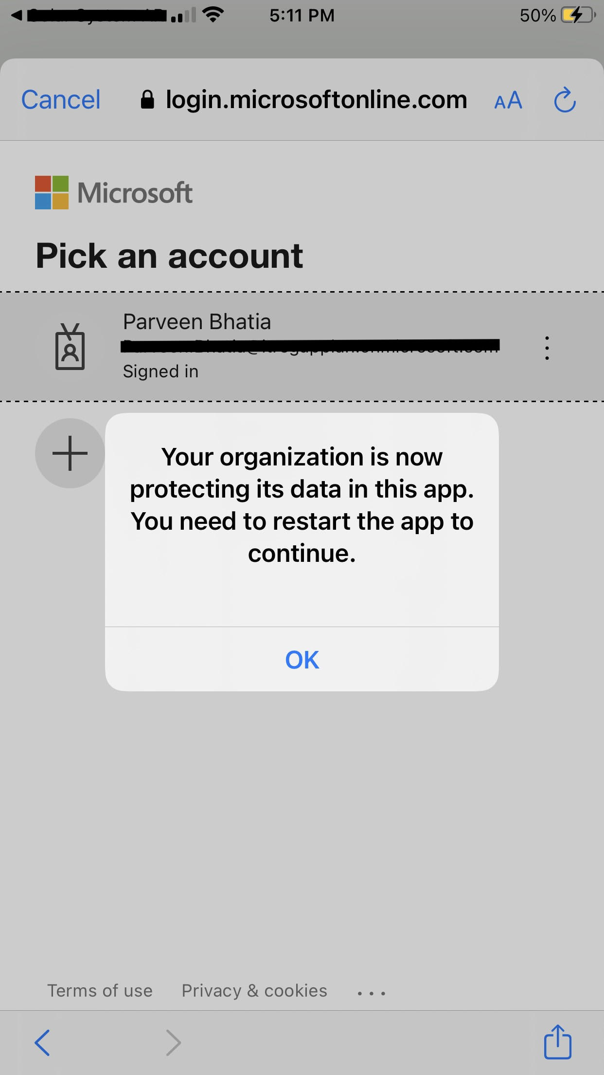 Reinstalling the app - shows restart alert before enrollment · Issue #186 · microsoftconnect/ms ...